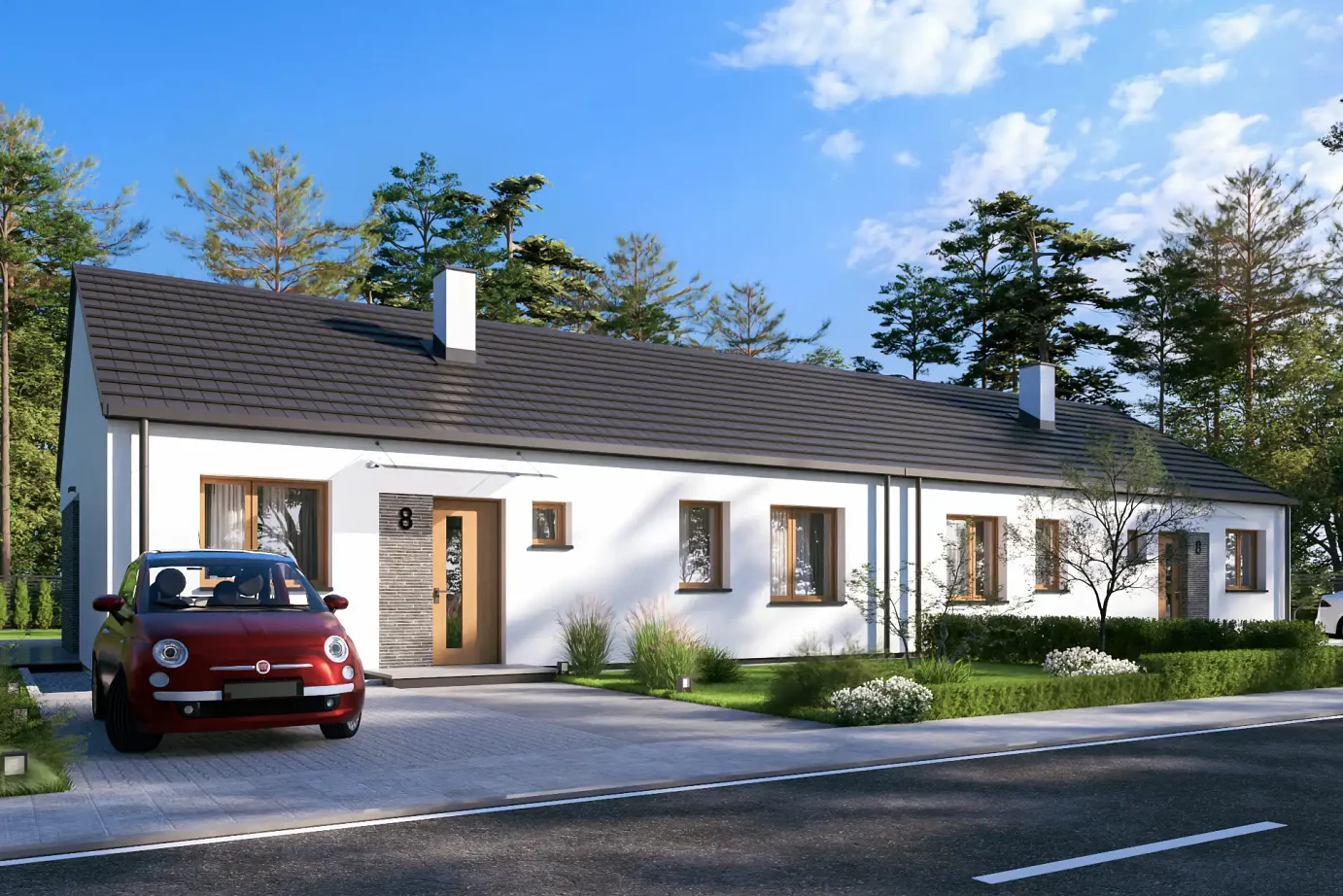 Filemon - bliźniak PL.P - projekt domu parterowego do 100 m2, bez garażu